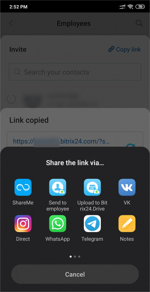 Invite colleagues to your Bitrix24 using the Mobile app