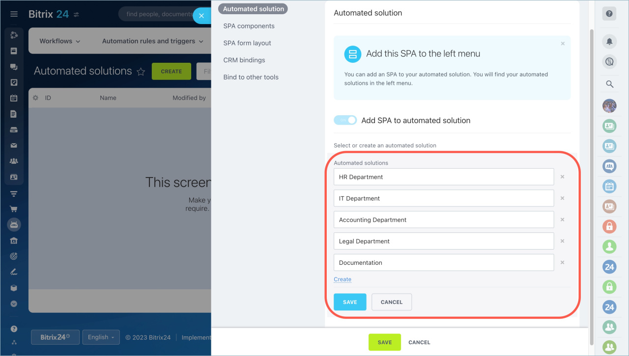 Create SPA for automated solutions