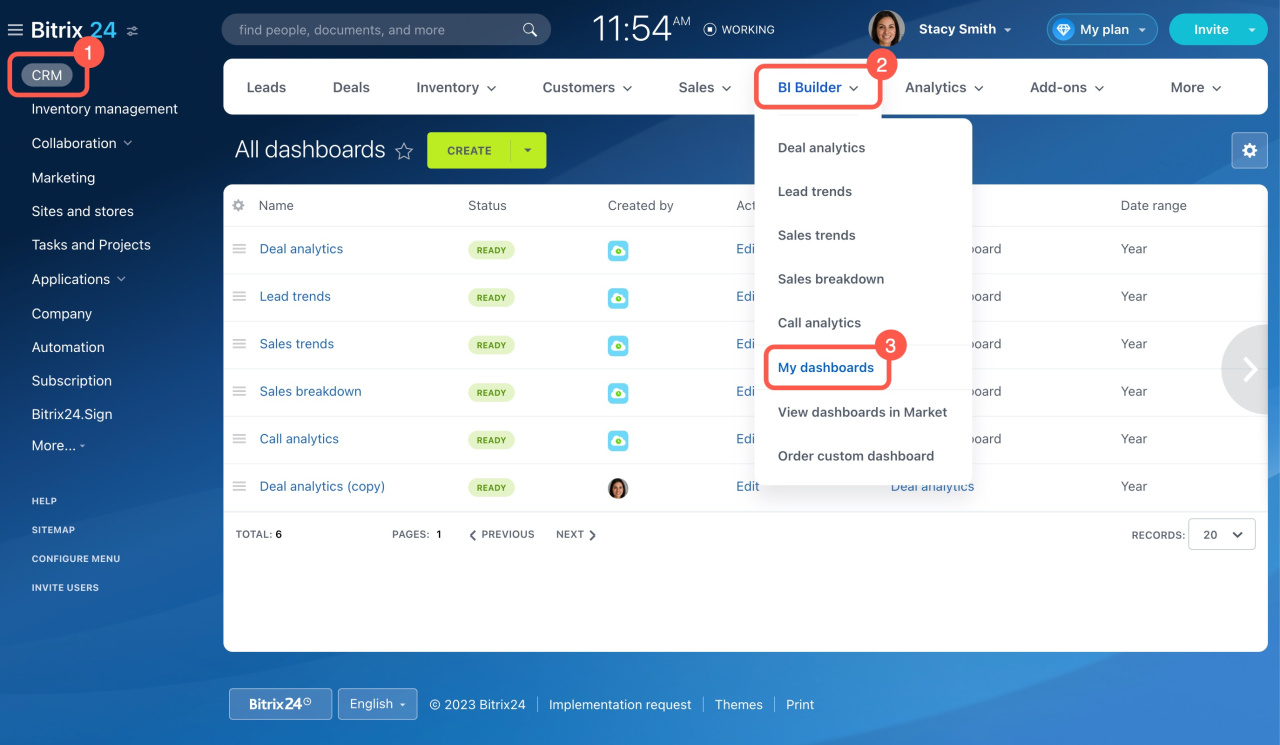 Create dashboards in BI Builder