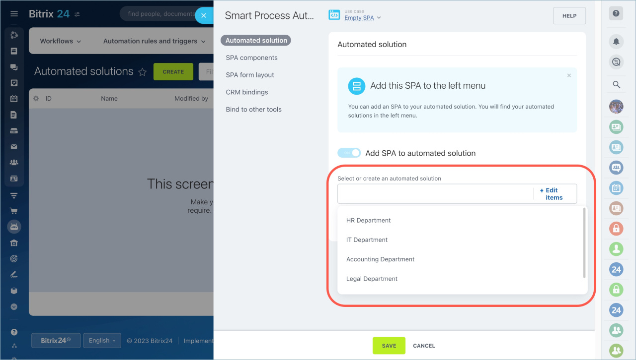 Create SPA for automated solutions