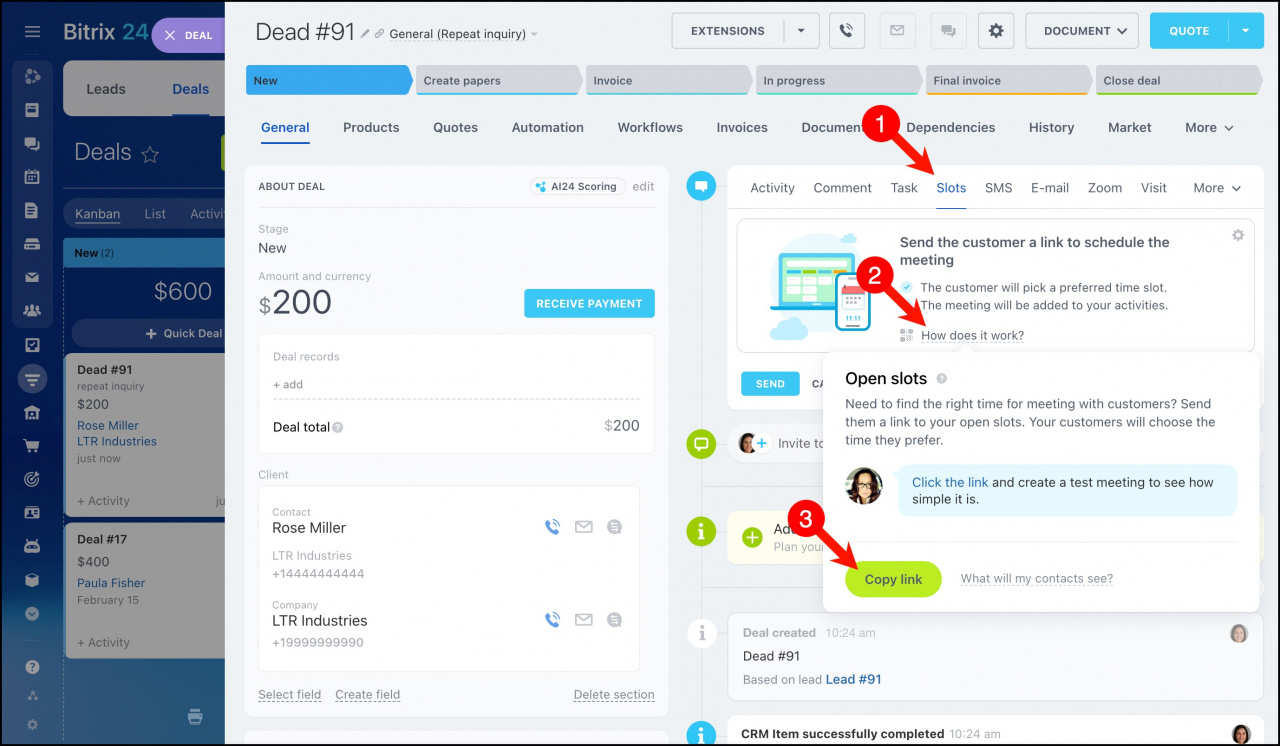Open slots in CRM