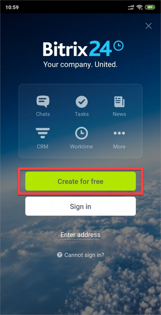 Create your Bitrix24 using the Mobile app