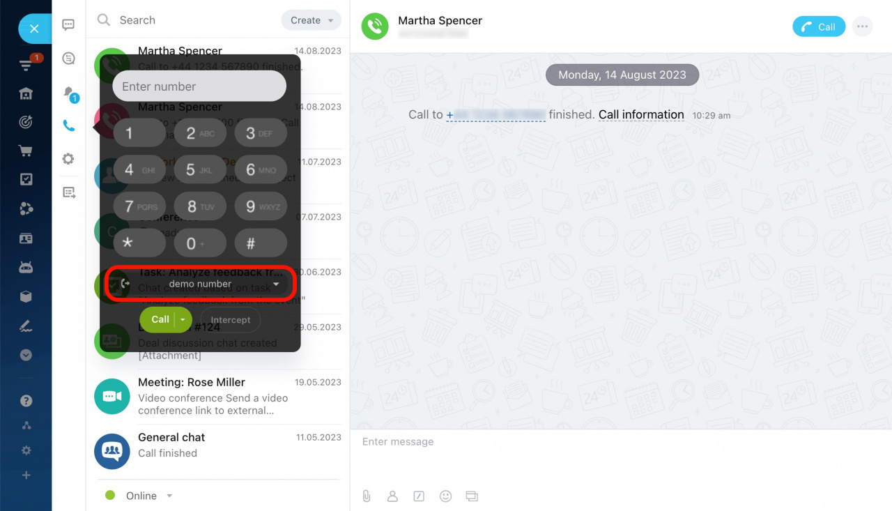 Specify a number for outgoing calls for a user