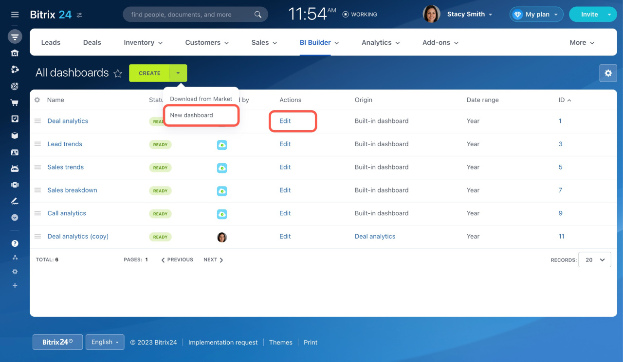 Create dashboards in BI Builder