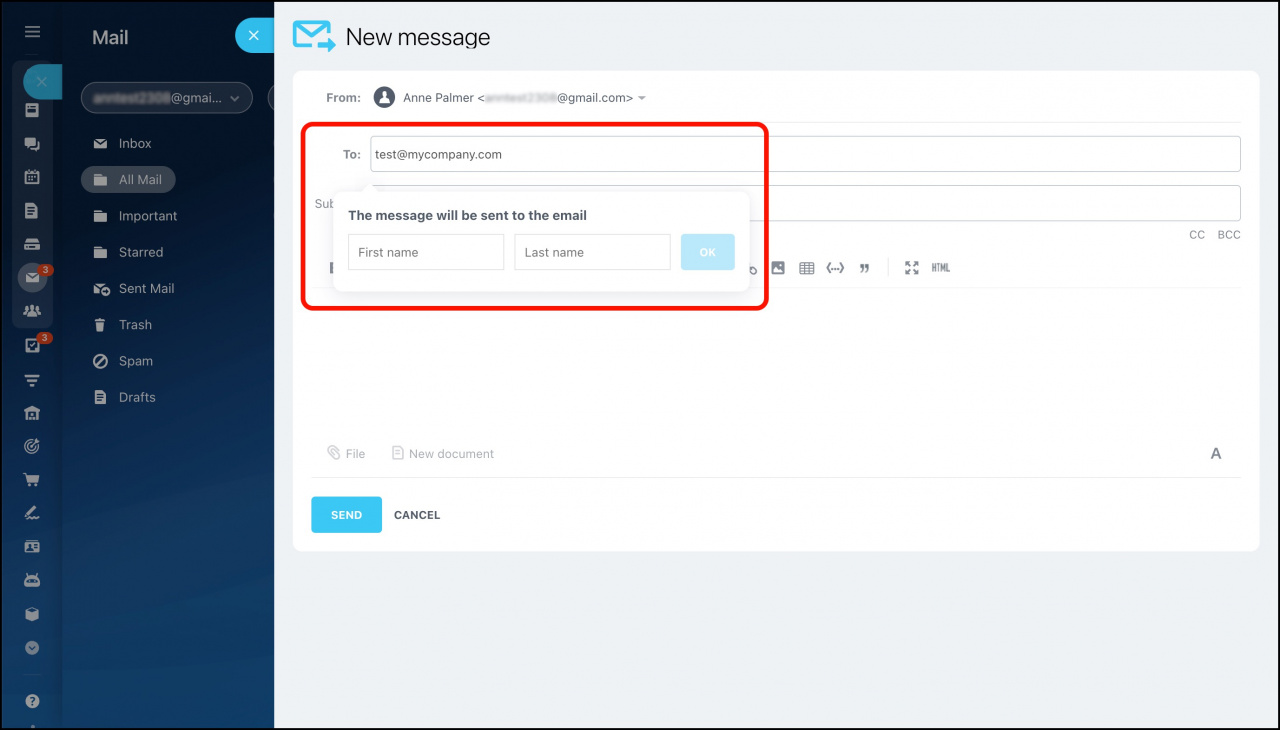 Mailbox settings: configure contacts, signature, blacklist