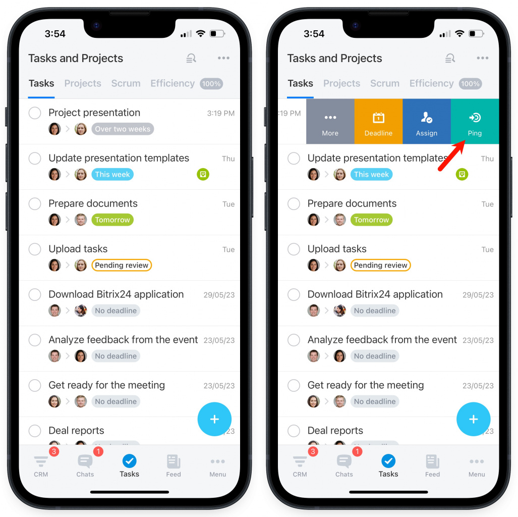 Ping messages in Tasks