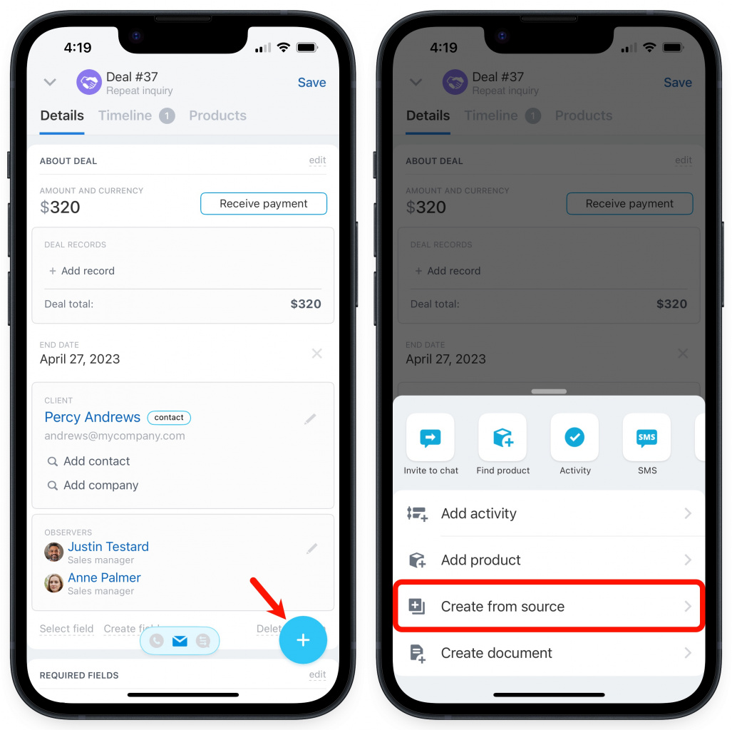 Create CRM entities from source