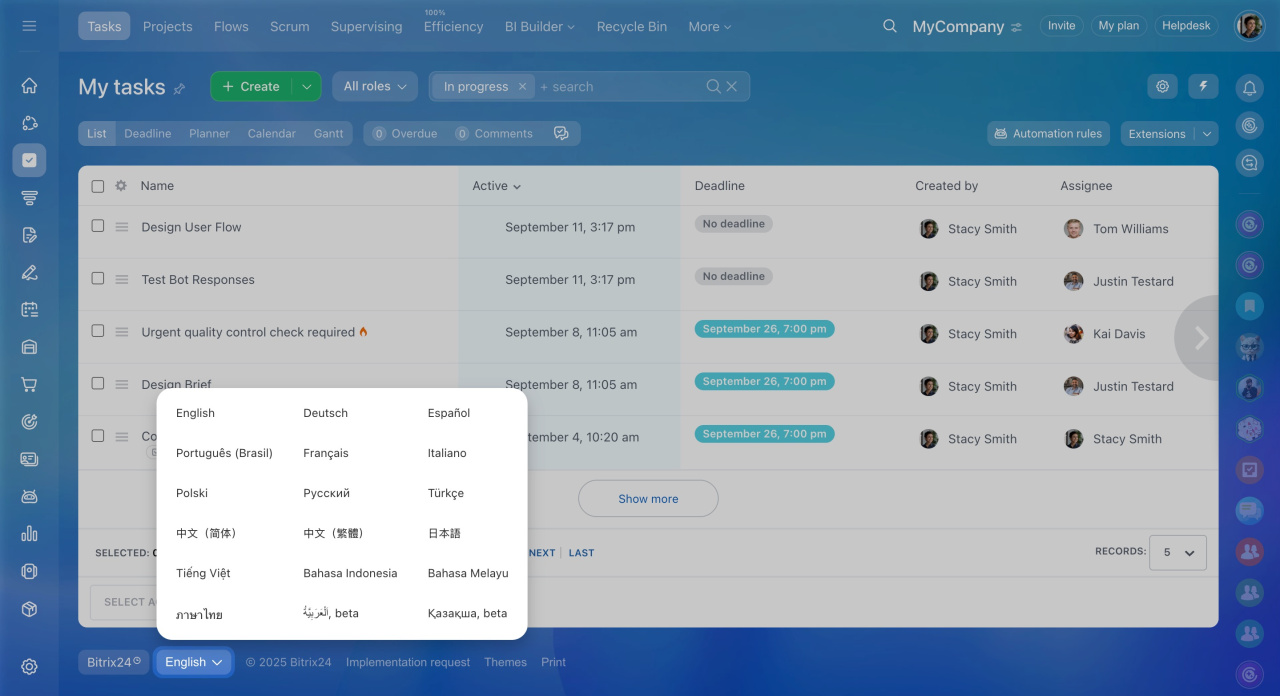 Change interface language